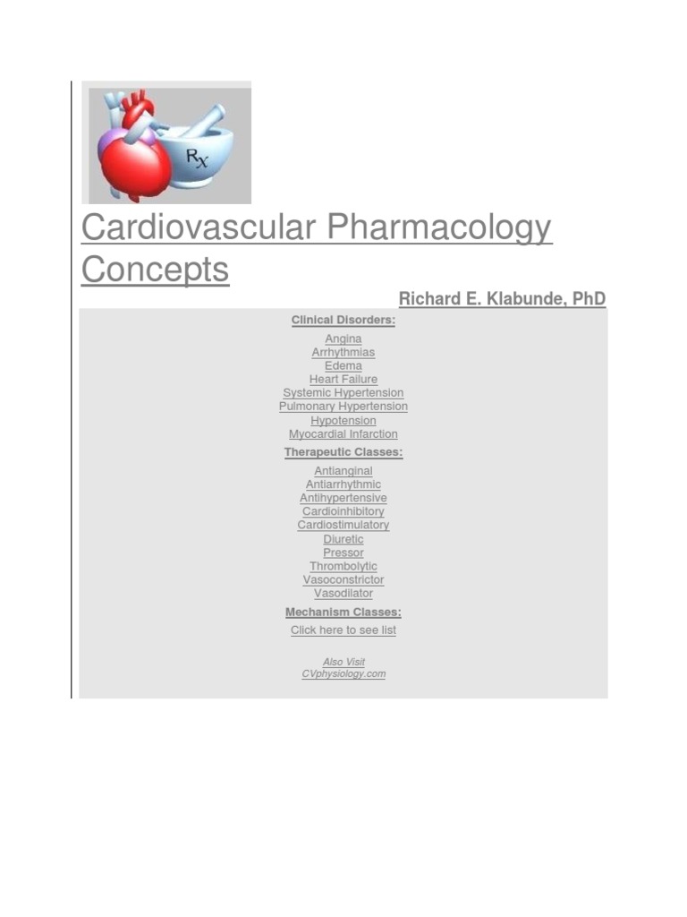 Cardiovascular Pharmacology Concepts | PDF | Membrane Potential | Heart