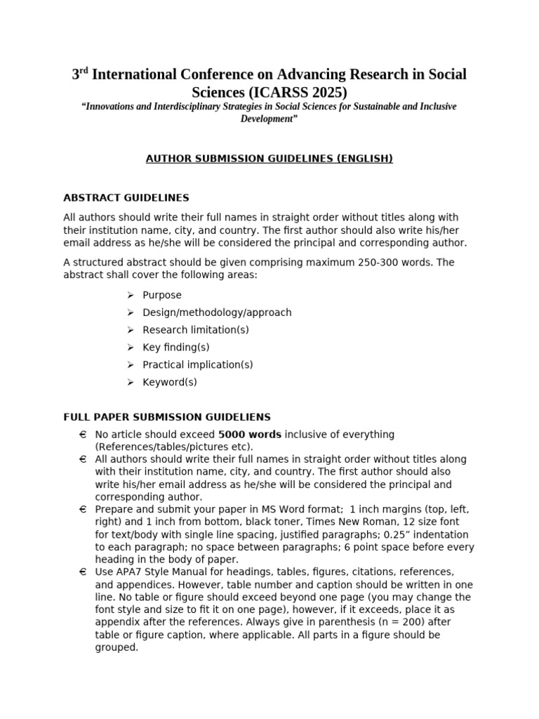 Structured Abstract Guidelines for ICARSS 2025 | PDF | Abstract ...