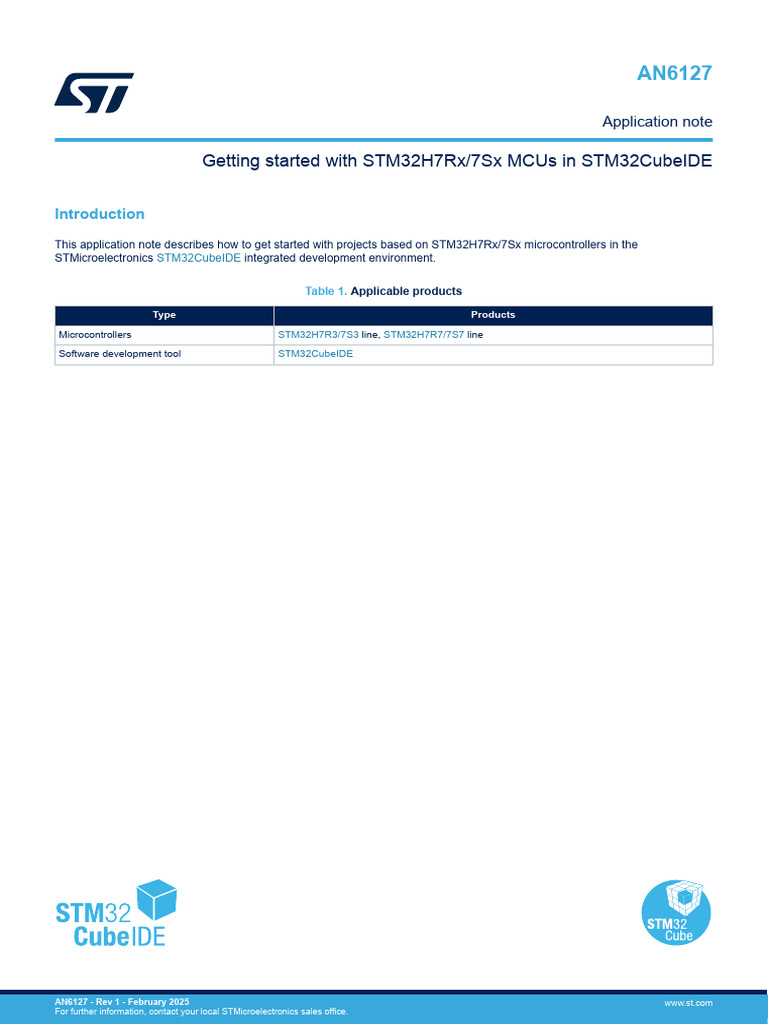An6127 Getting Started With Stm32h7rx7sx Mcus in Stm32cubeide Stmicroelectronics | PDF ...