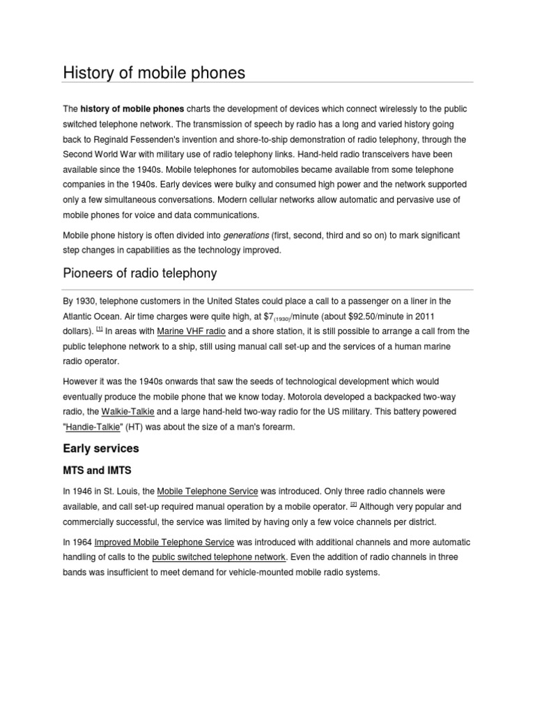 A Comprehensive History of the Development of Mobile Phone Technology ...