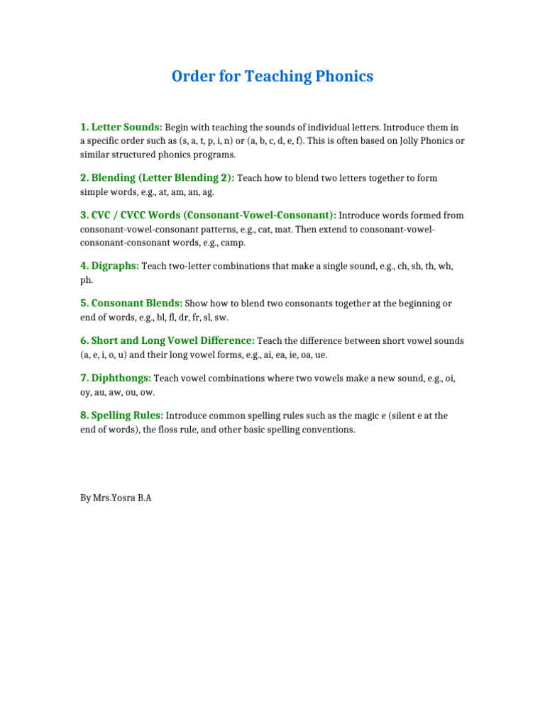 Phonics Teaching Order Guide | PDF