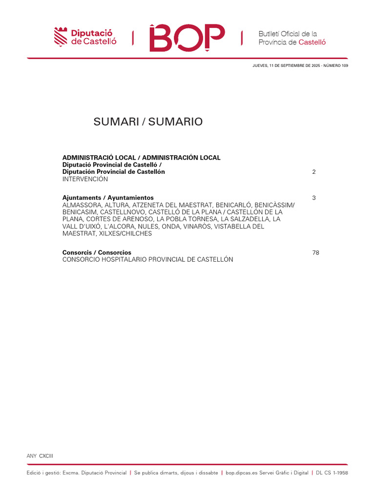 BOP CASTELLÓN 109-2025-Es | PDF | Gobierno local | Gobierno