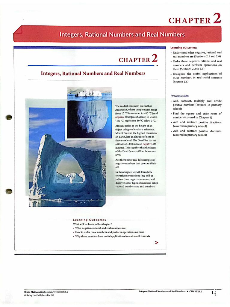Chapter 2 - Integers, Rational Numbers and Real Numbers | PDF