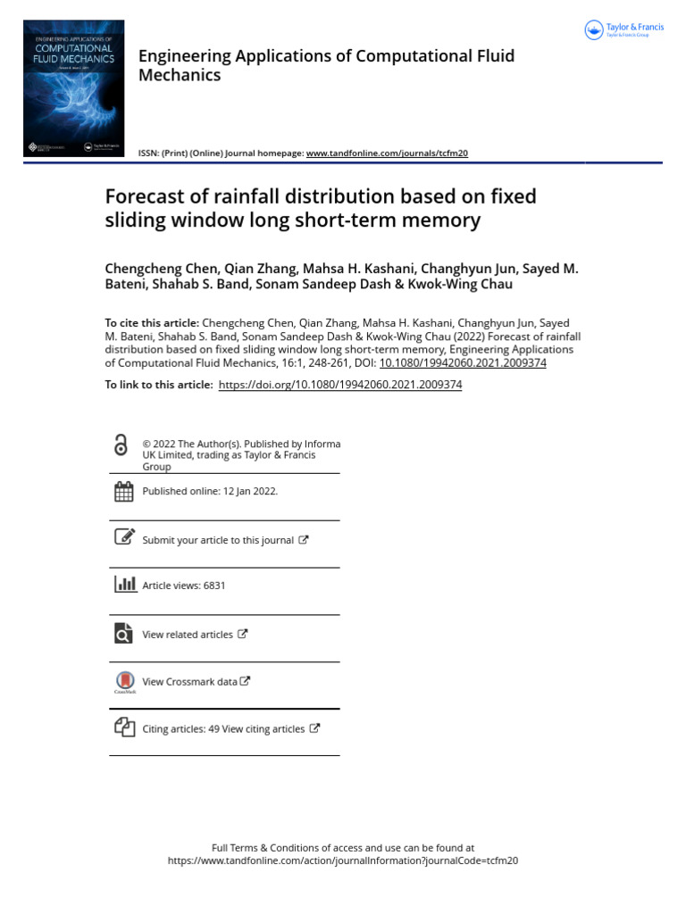Forecast of Rainfall Distribution Based On Fixed Sliding Window Long Short-Term Memory | PDF ...