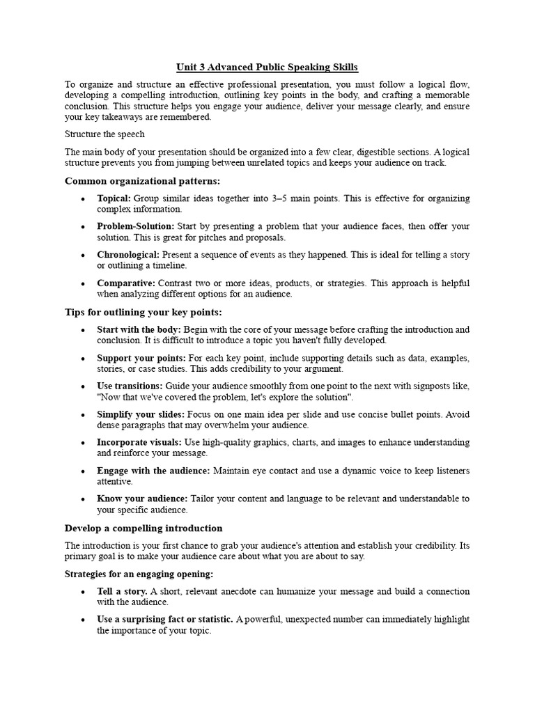 Structuring Effective Public Presentations | PDF | Public Speaking ...