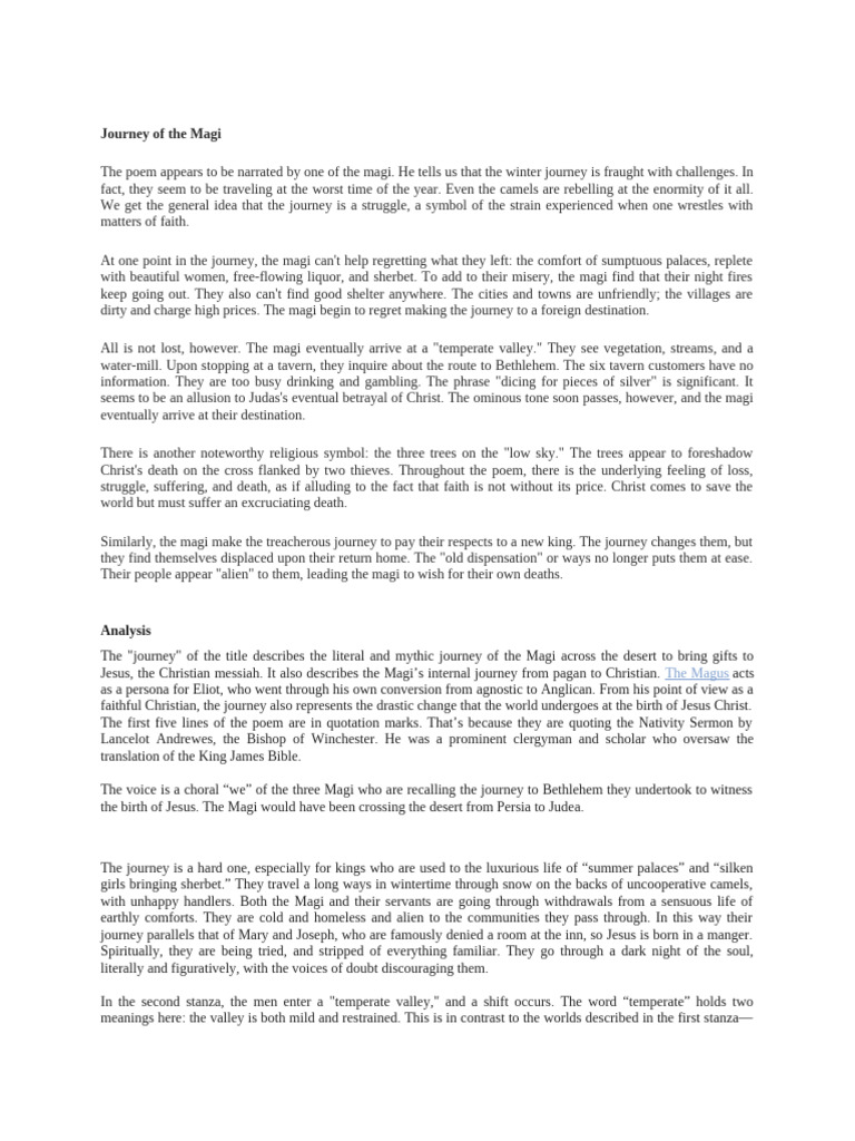 The Journey of The Magi | PDF | Jesus | Biblical Magi