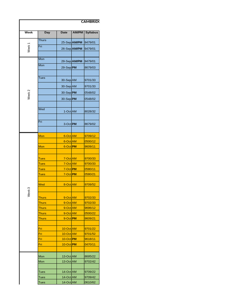 CI Timetable For A, AS Levels and IGCSE | PDF | Vocational Education ...