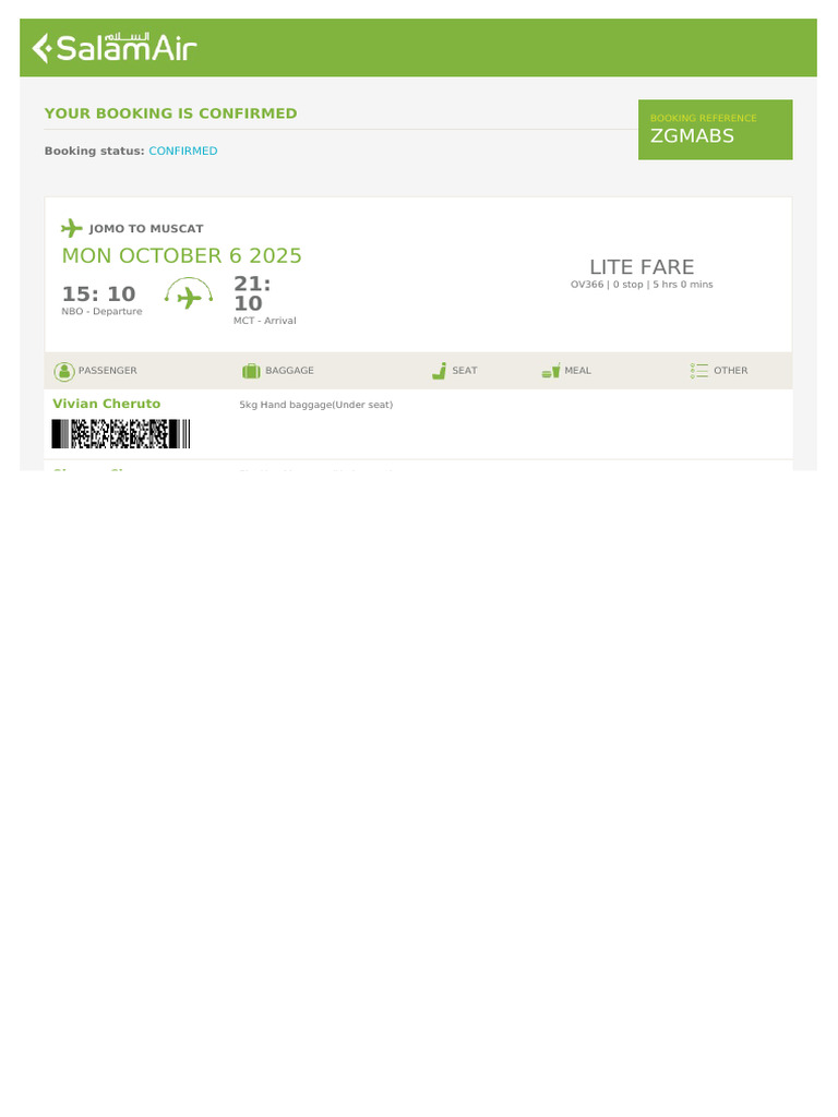 Vivian Cheruto Travel | PDF | Travel Visa | Baggage