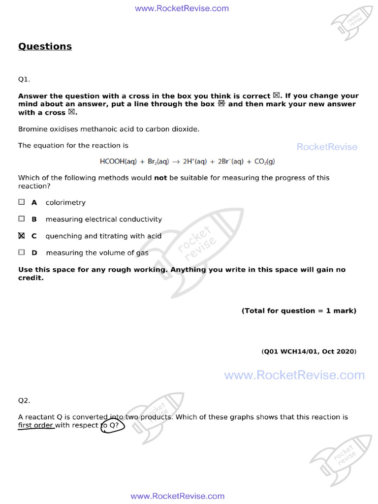 Ial Chemistry Ch11 Kinetics QP Solved | PDF
