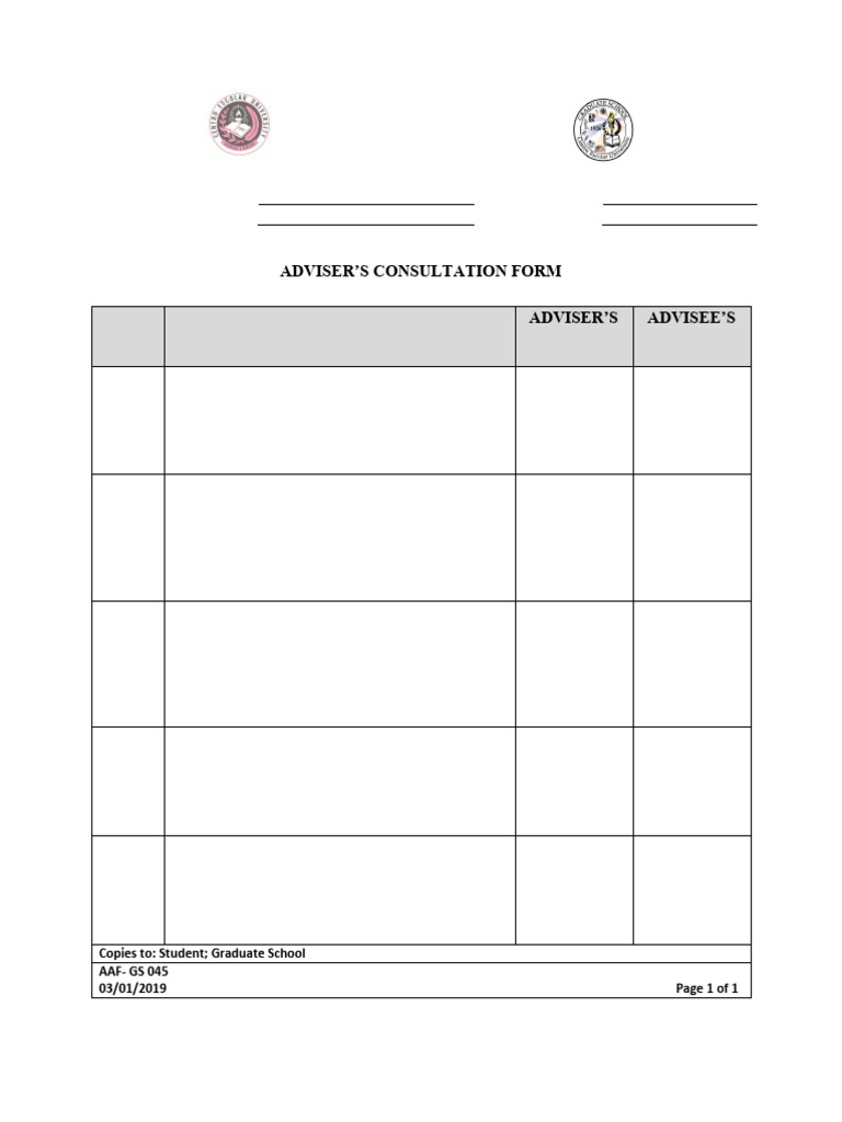 Graduate School Adviser Consultation Form | PDF