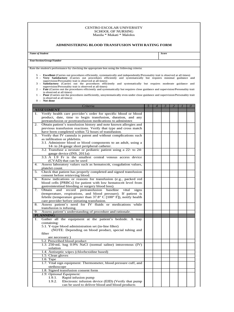 Blood Transfusion Administration Guide | PDF | Blood Transfusion ...