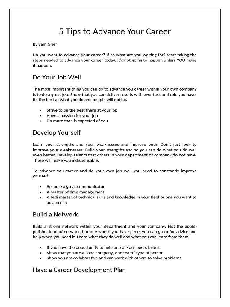 5 Tips to Advance Your Career | PDF