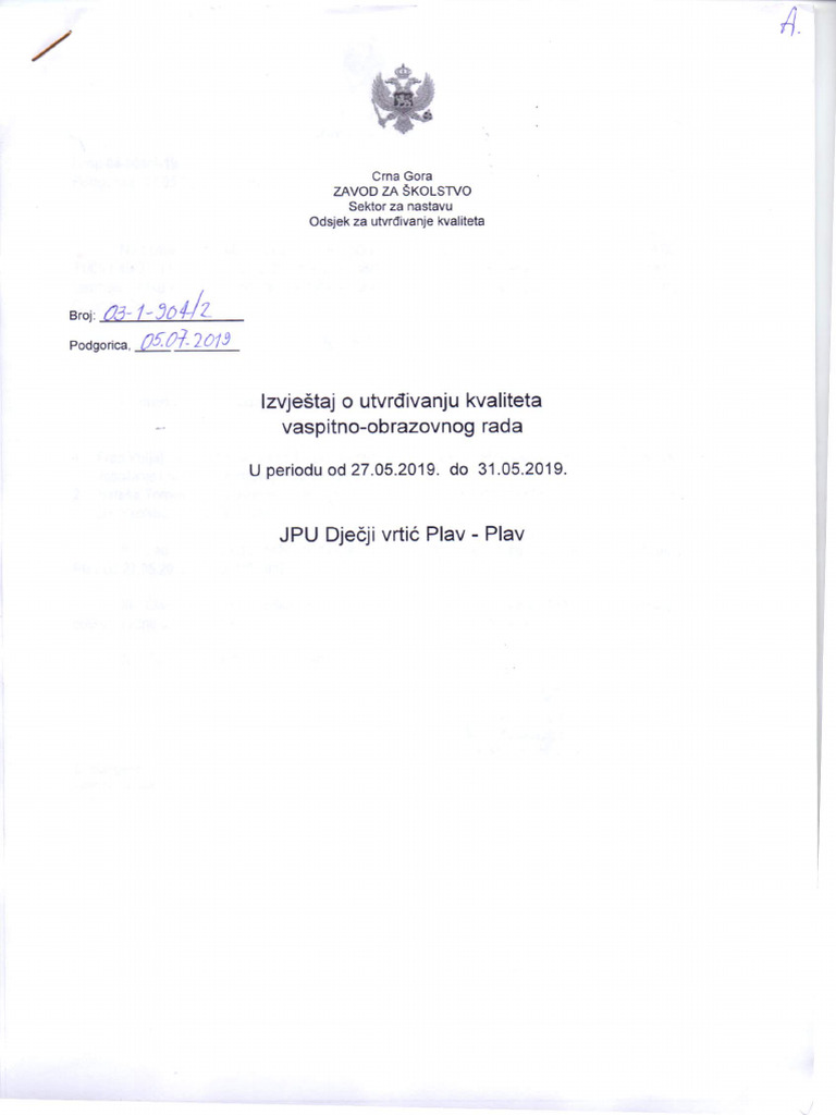 Jpu Djecji Vrtic Plav Plav | PDF
