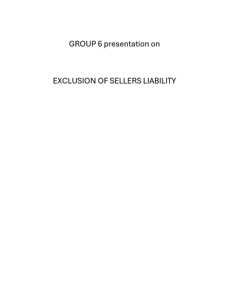 Exclusion of Seller's Liability Explained | PDF | Legal Liability ...