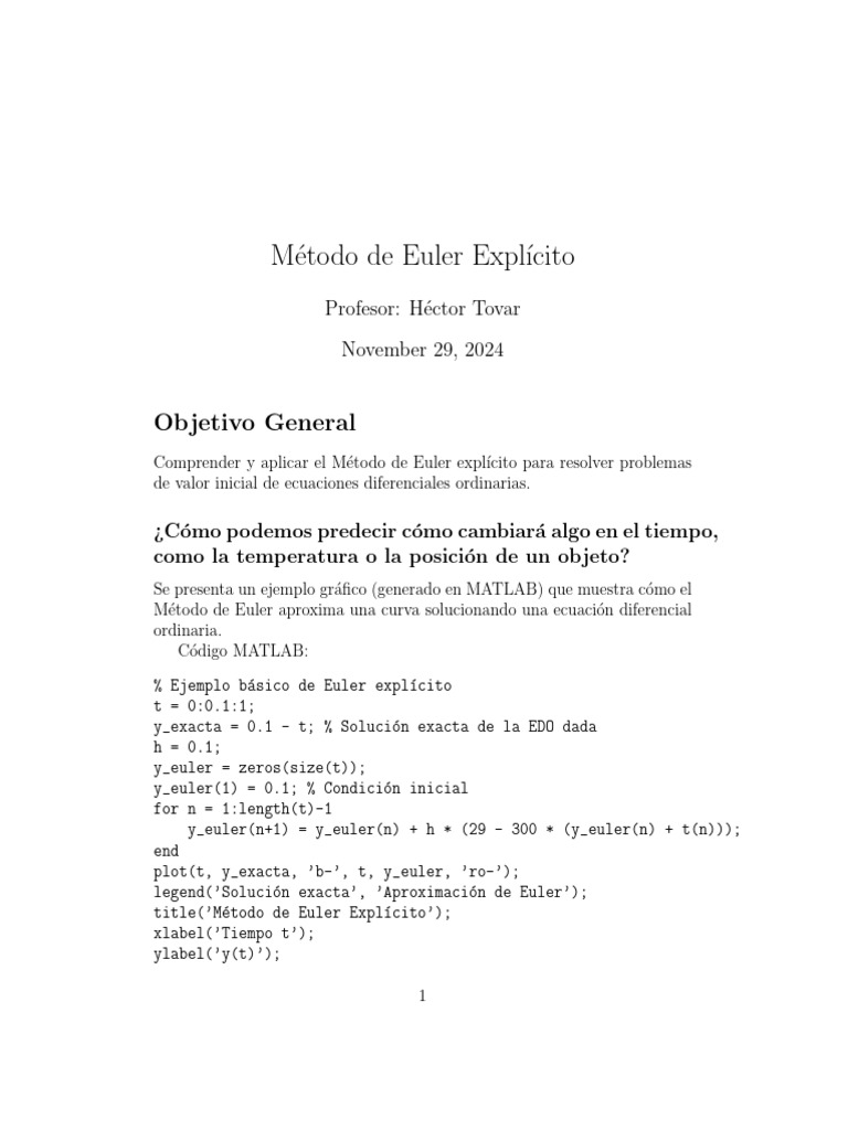 Método de Euler Explícito en EDOs | PDF | Análisis numérico | Ecuaciones