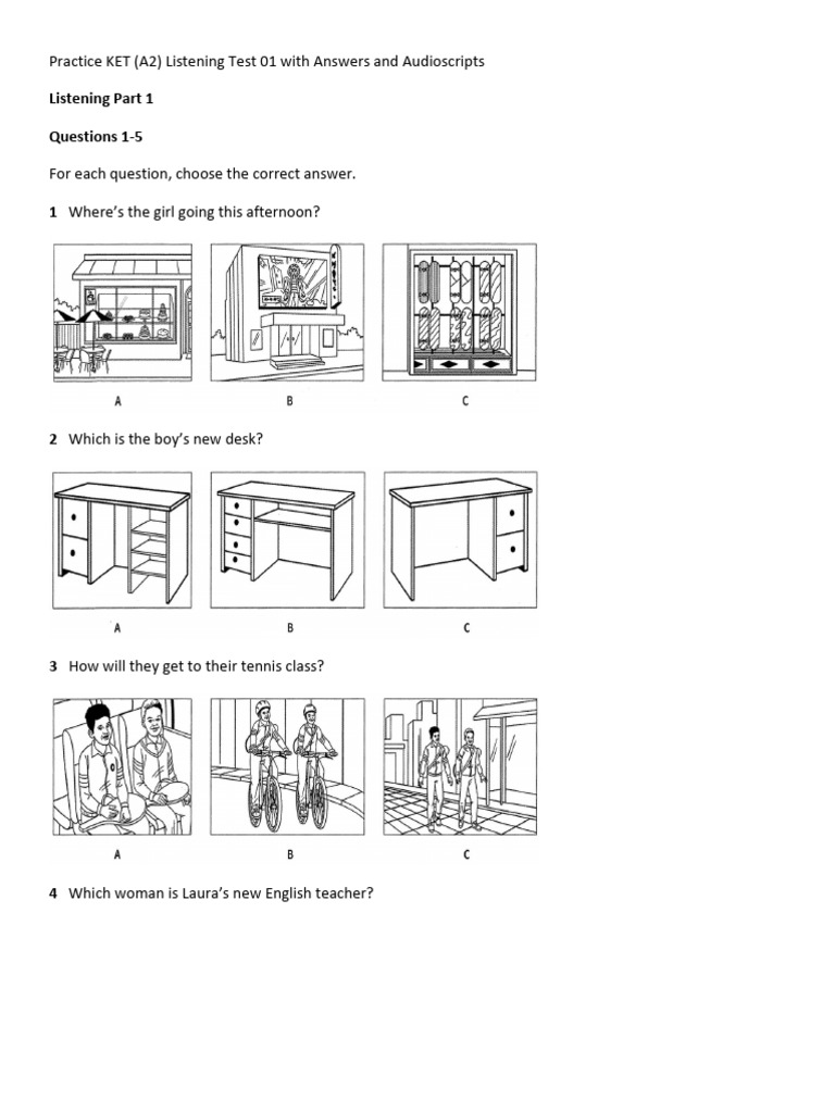 KET Listening Test 01 Practice | PDF