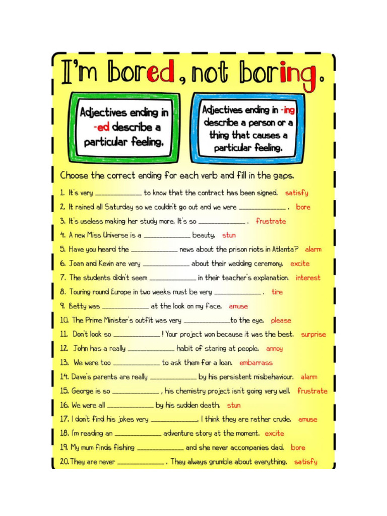Ed Ing Adjectives | PDF