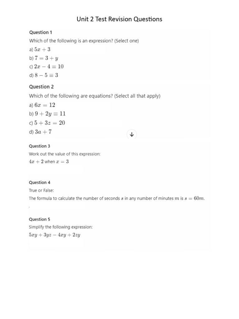 Unit2 Revision Questions | PDF