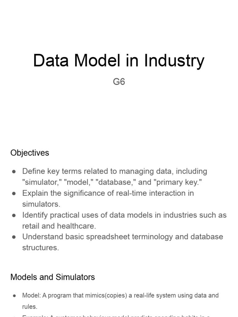 G6 Data Model in Industry-Grade6 | PDF