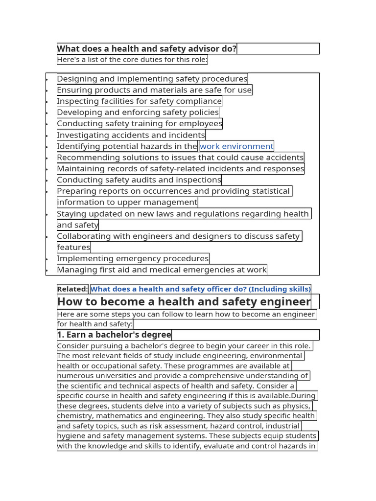 What Does A Health and Safety Advisor Do | PDF | Safety | Occupational ...