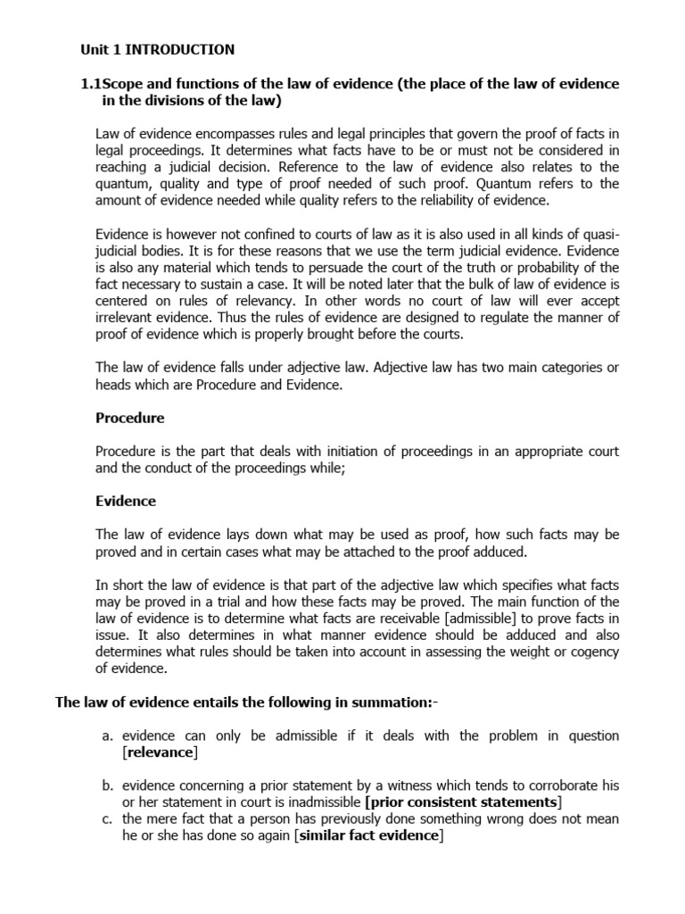 DPS - Law of Evidence - Module | PDF | Evidence (Law) | Hearsay