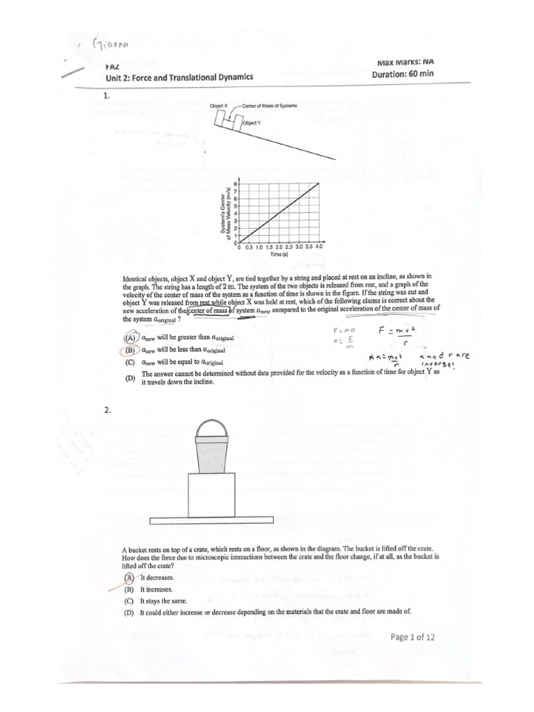 Unit 2 Force and Translational Dynamics | PDF