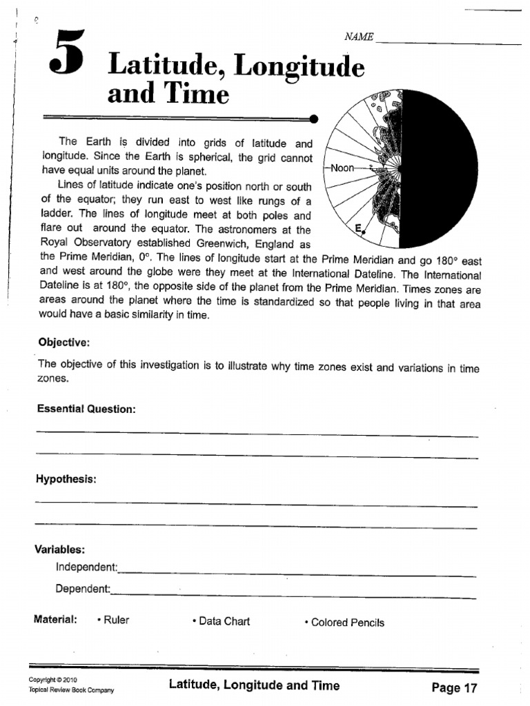 Latitude Longitude Time Zone Lab | PDF