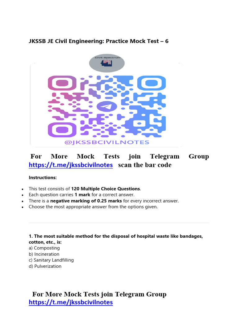 JKSSB JE Mock 6 | PDF | Beam (Structure) | Buckling