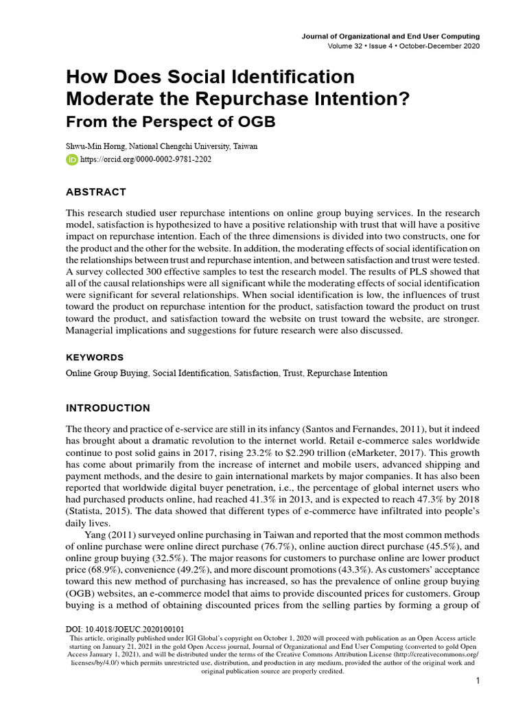 How Does Social Identification Moderate The Repurchase Intention From ...