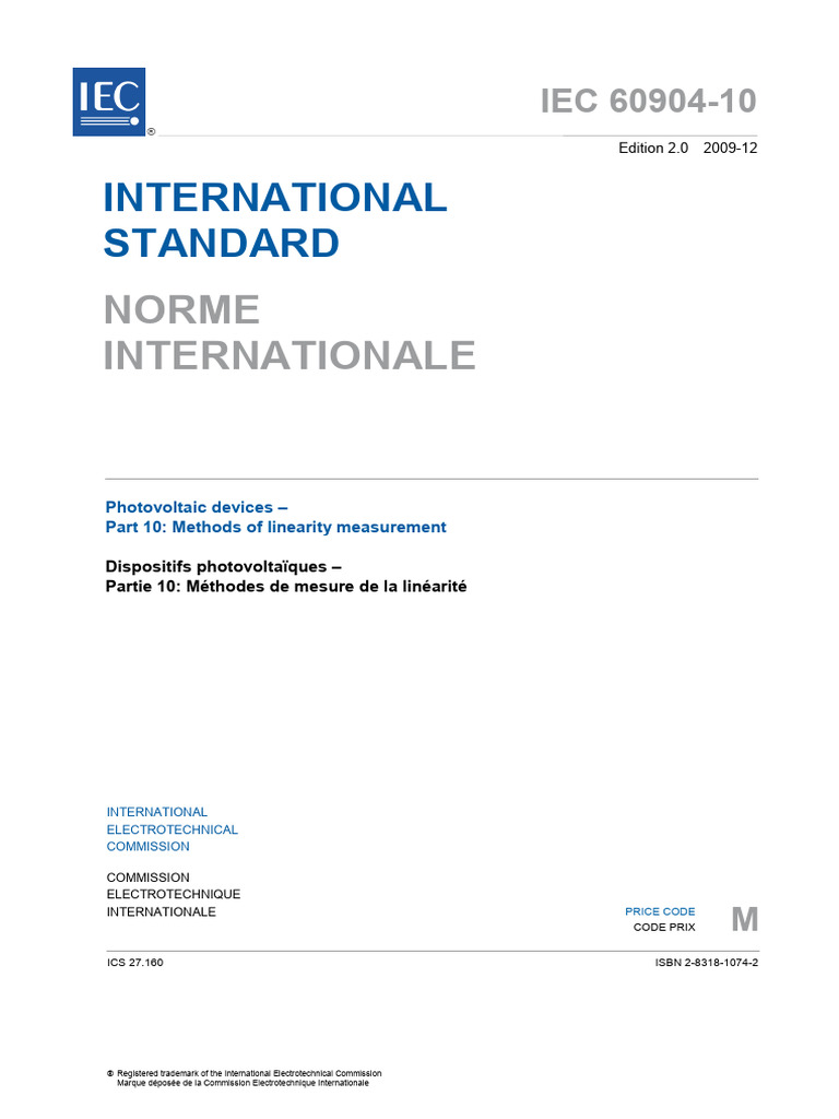 Info Iec60904-10 (Ed2.0) B | PDF | Photovoltaics | Solar Panel