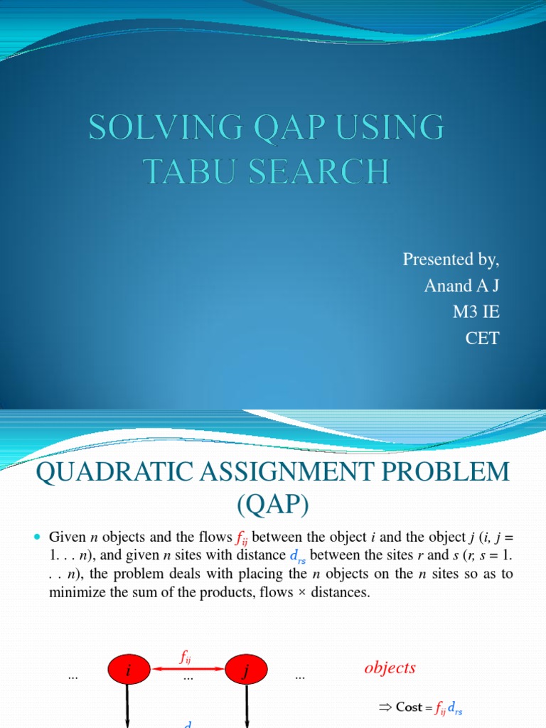 Solving Qap Using Tabu Search | PDF | Permutation | Mathematical Analysis