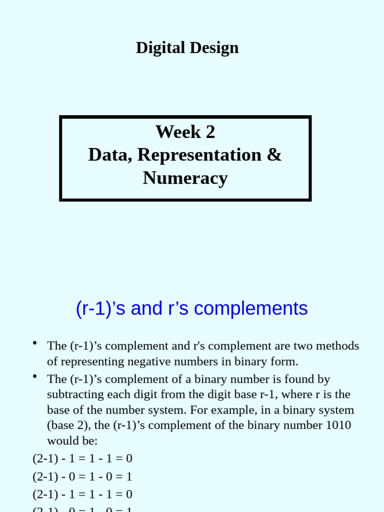 Data Representation Lecture 2 Part 2 Pdf Decimal Number Theory