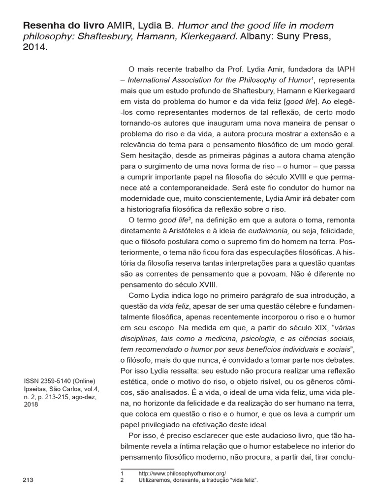 Resenha Lydia Amir | PDF | Pensamento | Humor