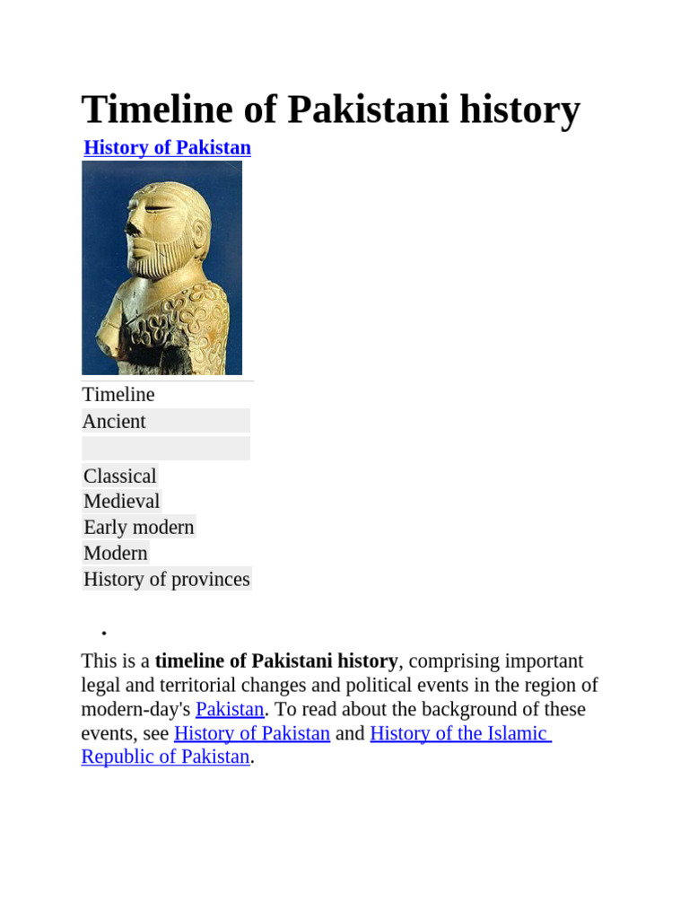 Timeline of Pakistan's History | PDF | Pervez Musharraf | Nawaz Sharif
