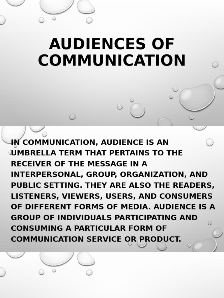 Understanding Communication Audiences | PDF | Communication | Human ...