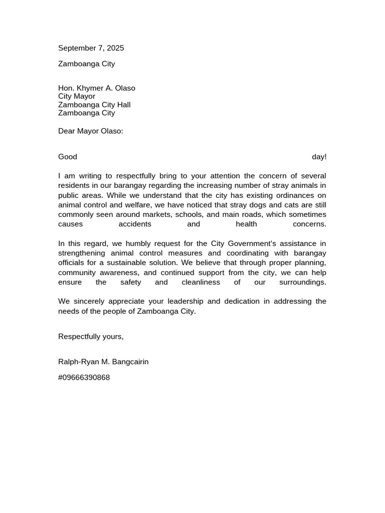 Civilian Letter To Mayor | PDF