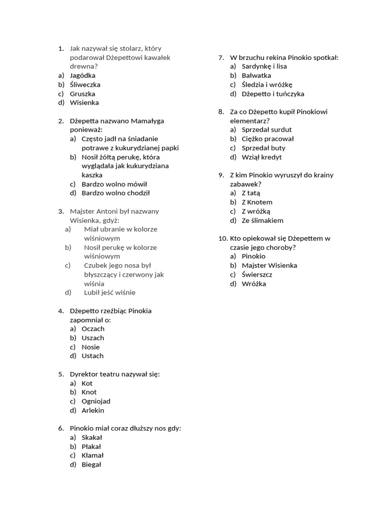Pinokio Test | PDF