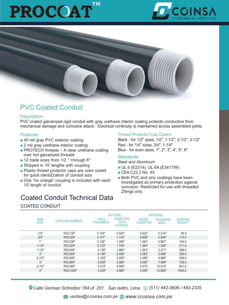 PVC Coated Rigid Conduit Overview | PDF | Manufactured Goods ...