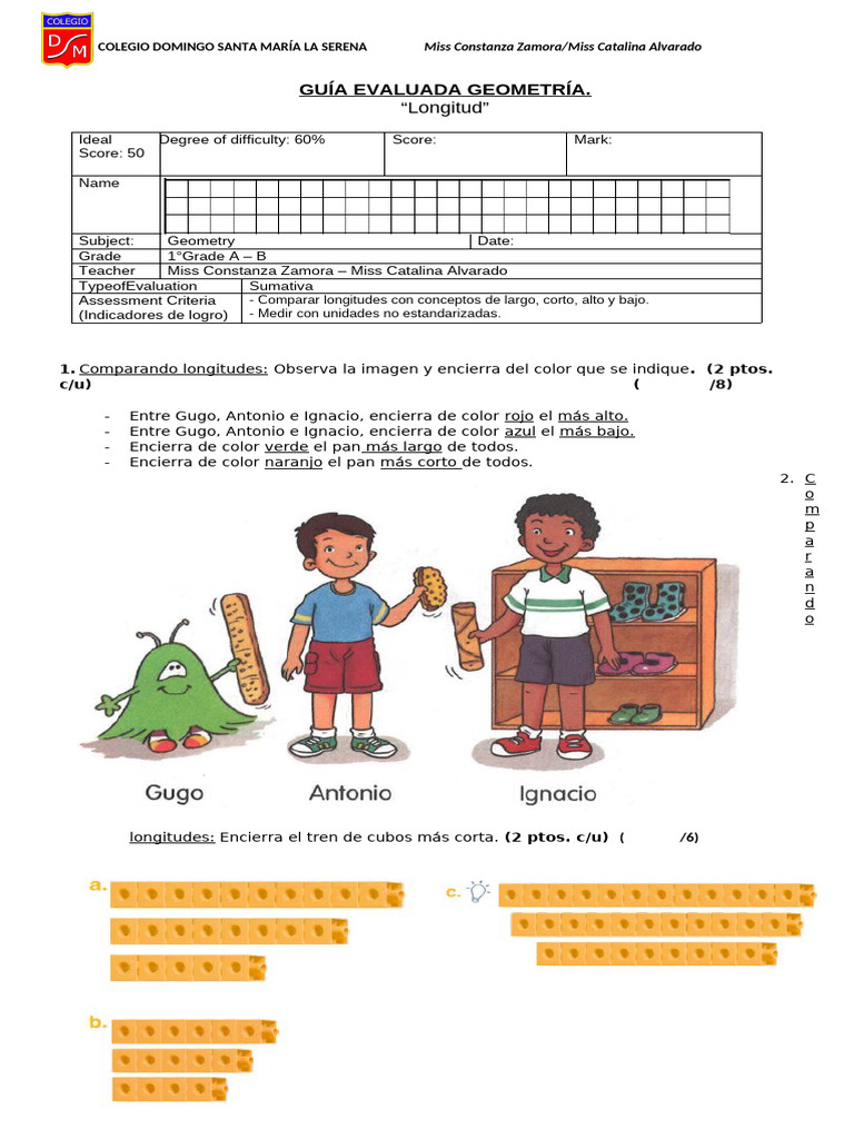 Guía Evaluada Longitud | PDF