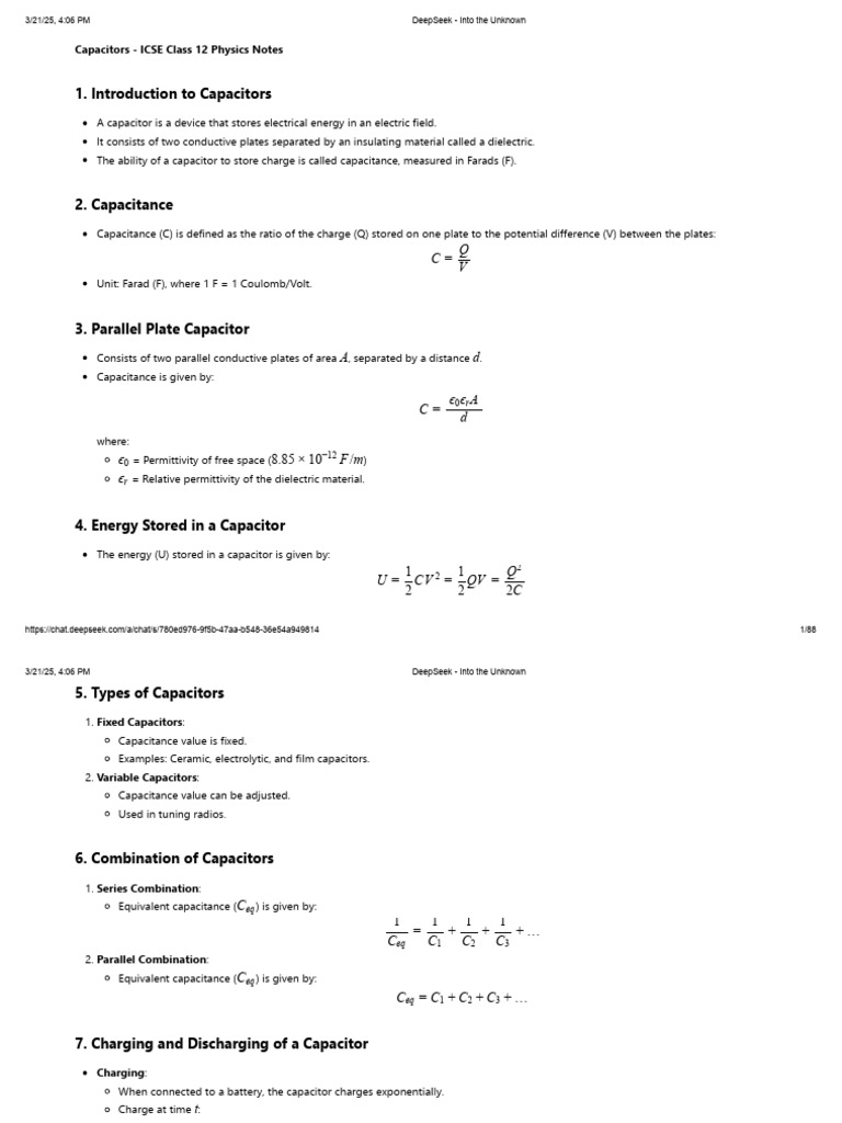 DeepSeek - Capacitor | PDF | Capacitance | Capacitor