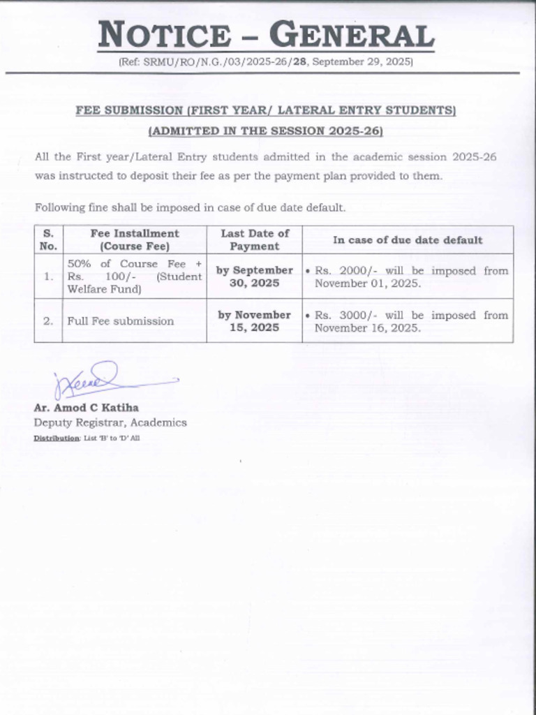 Fee Submission Notice | PDF