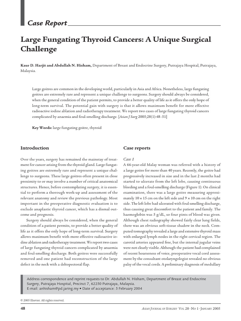 Large Fungating Thyroid Cancers A Unique Surgical | PDF | Thyroid ...
