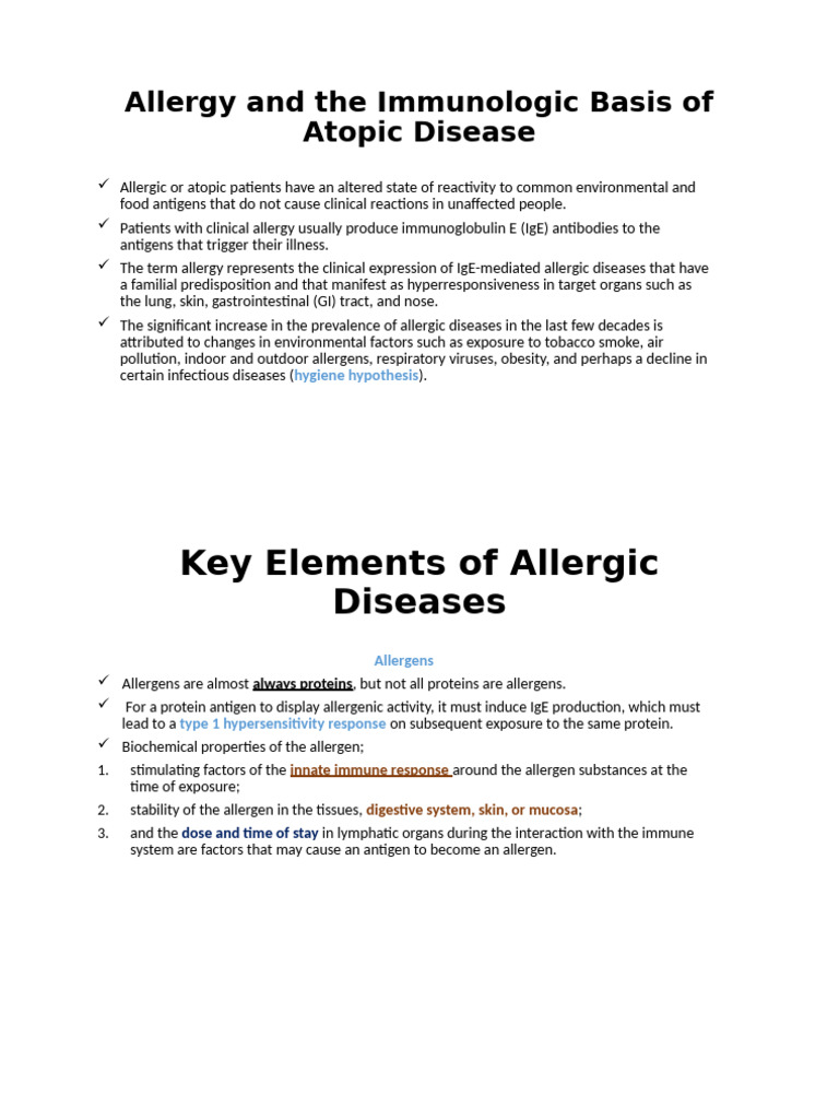 Allergy and The Immunologic Basis of Atopic Disease | PDF | Allergy | T ...