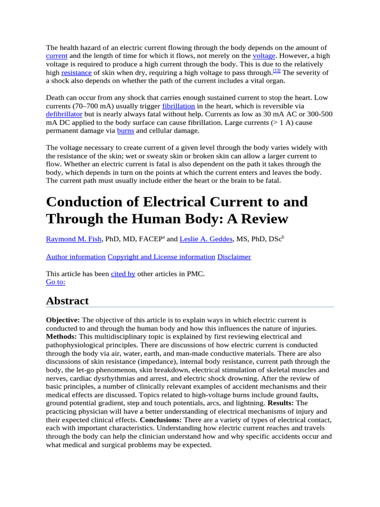 Health Risks of Electric Current Exposure | PDF | High Voltage ...