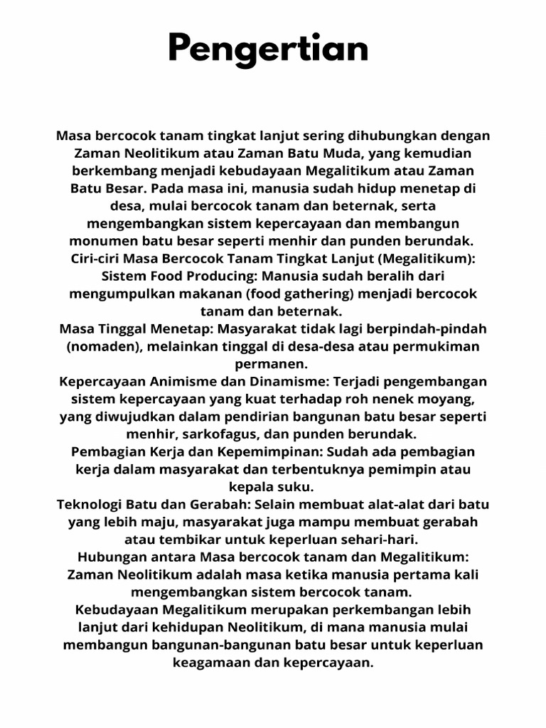 Masa Bercocok Tanam Tingkat Lanjut Sering Dihubungkan Dengan Zaman ...