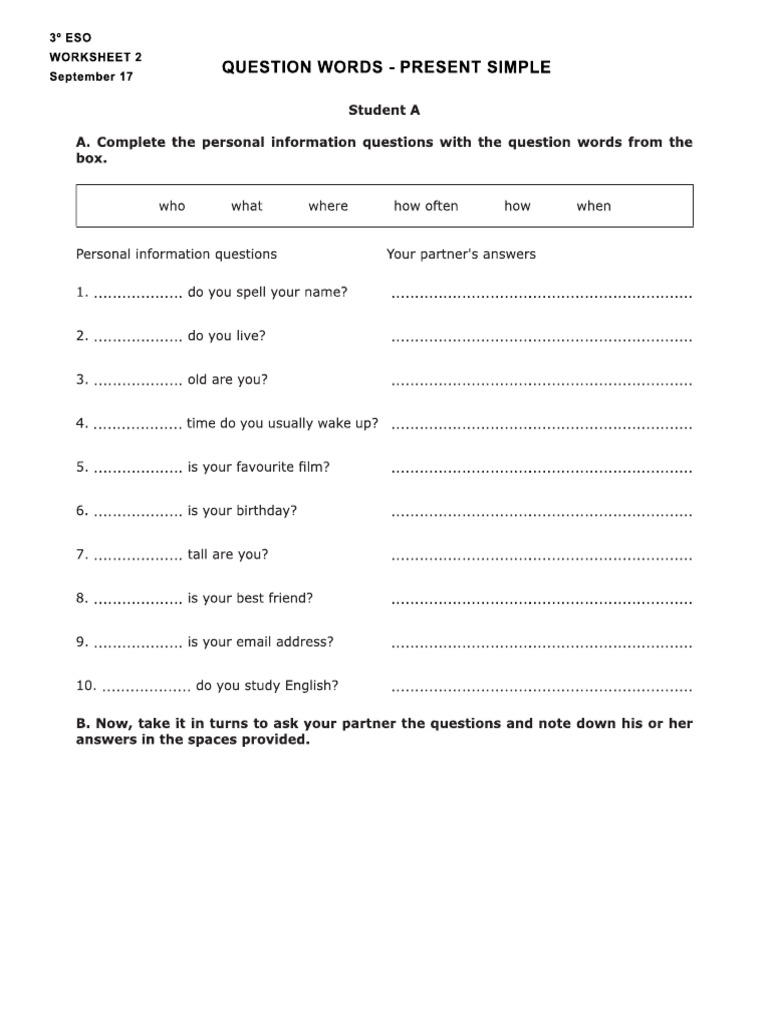 1 Question Words | PDF