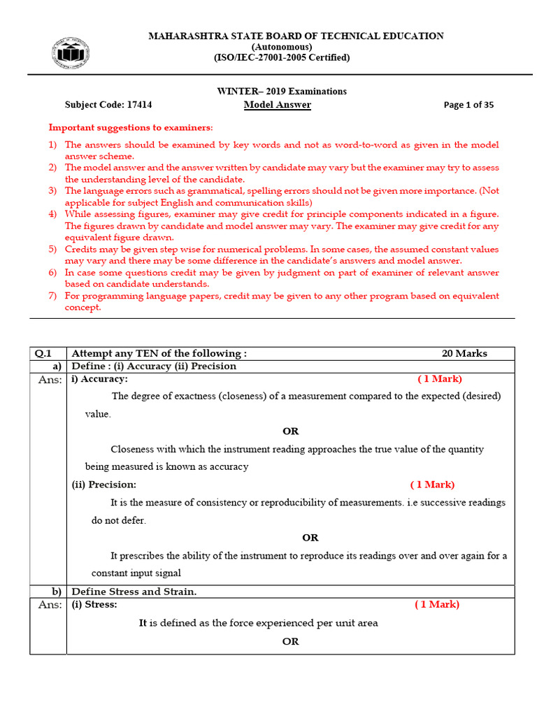 2019 Winter Model Answer Paper (Msbte Study Resources) | PDF ...