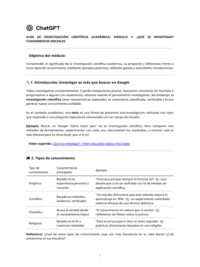 Guia Investigacion Modulo2 | PDF | Conocimiento | Método científico