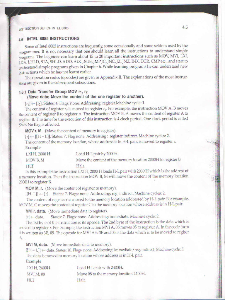 8085 Instruction Set | PDF