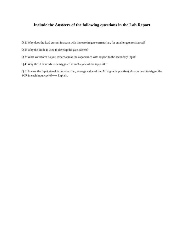 Laboratory Questions For SCR | PDF